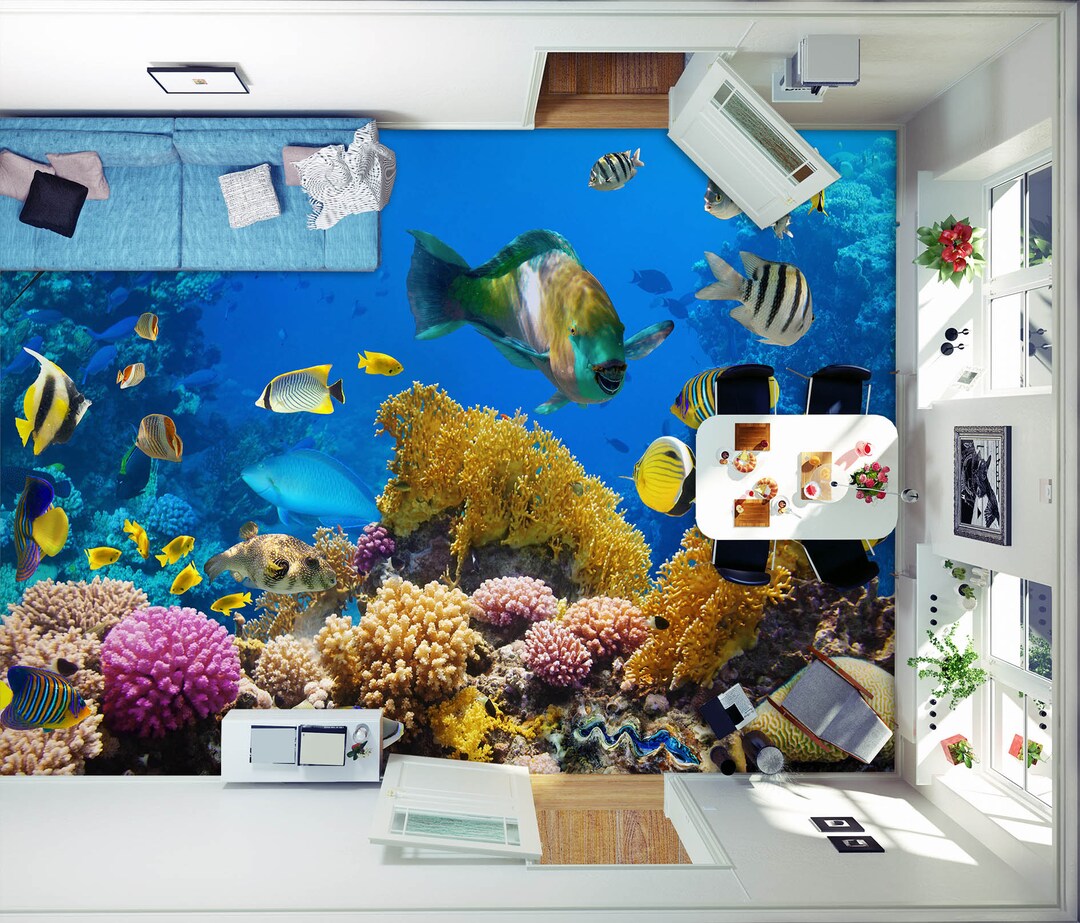 3D Coral Fish 1404 Floor Wallpaper Murals Self-adhesive Removable ...
