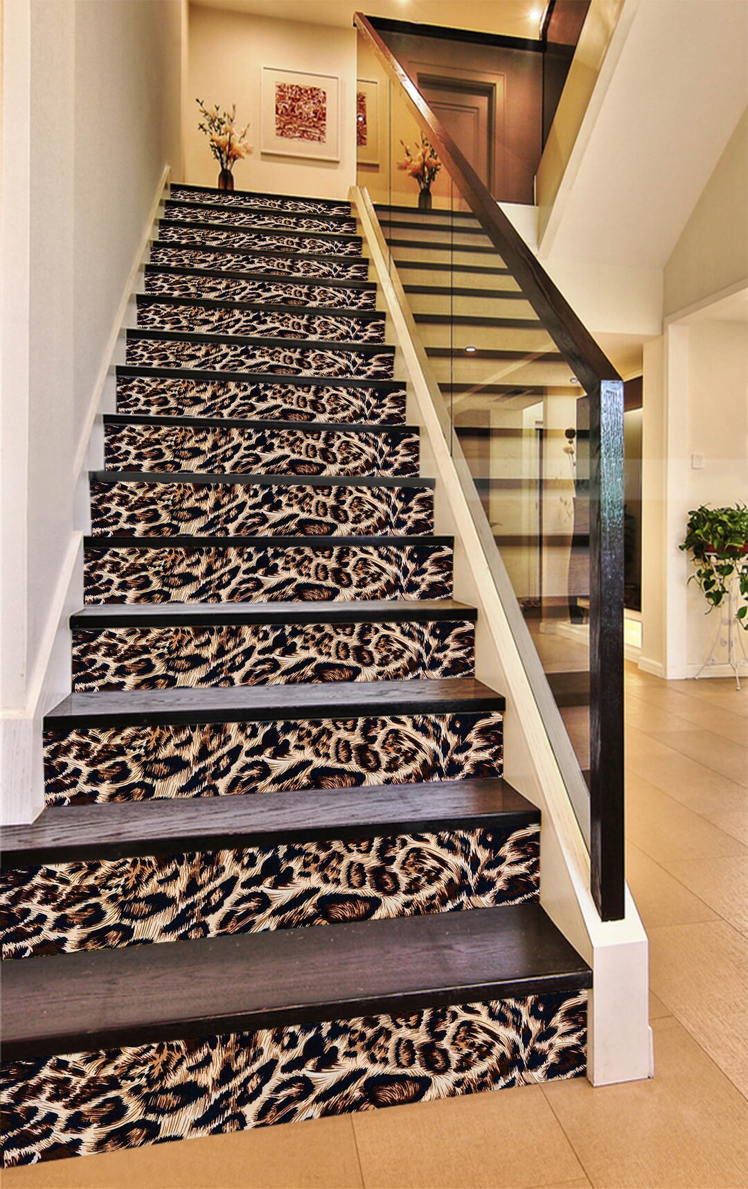 3D Leopard Print S1539 Pattern Tile Marble Stair Risers Decoration ...