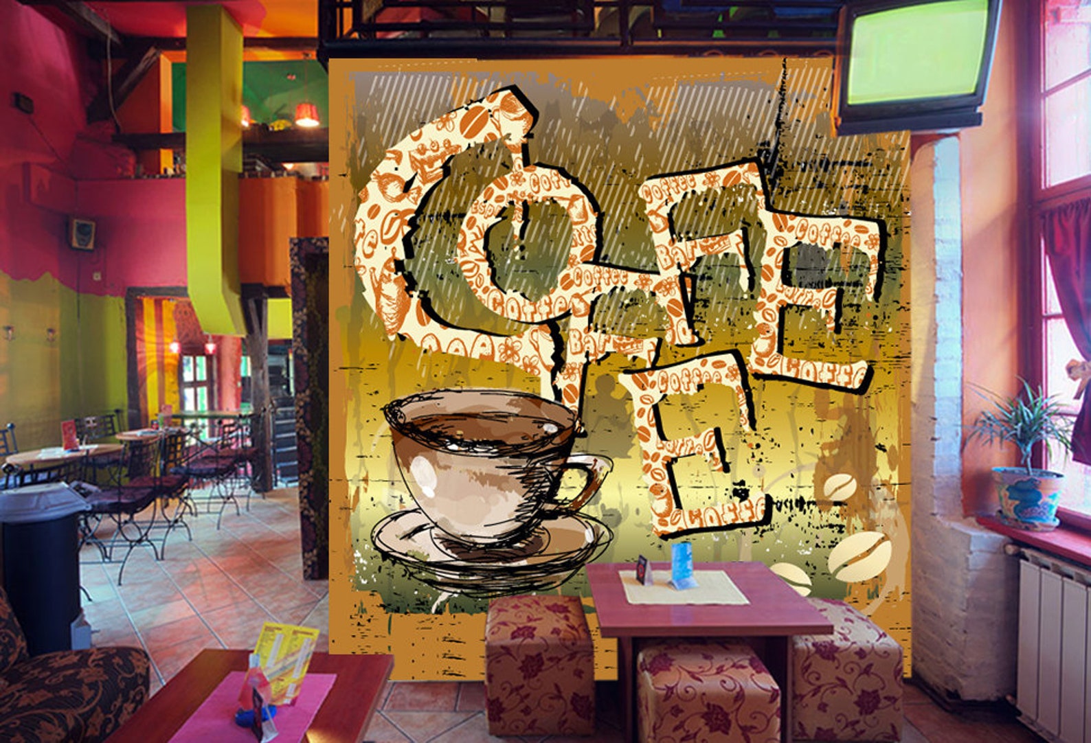 Graffiti Coffee 2220 Wallpaper Mural Self Adhesive Peel and - Etsy