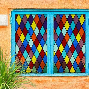 3D Colored Diamonds W1272 Window Film Print Sticker Cling Stained Glass ...