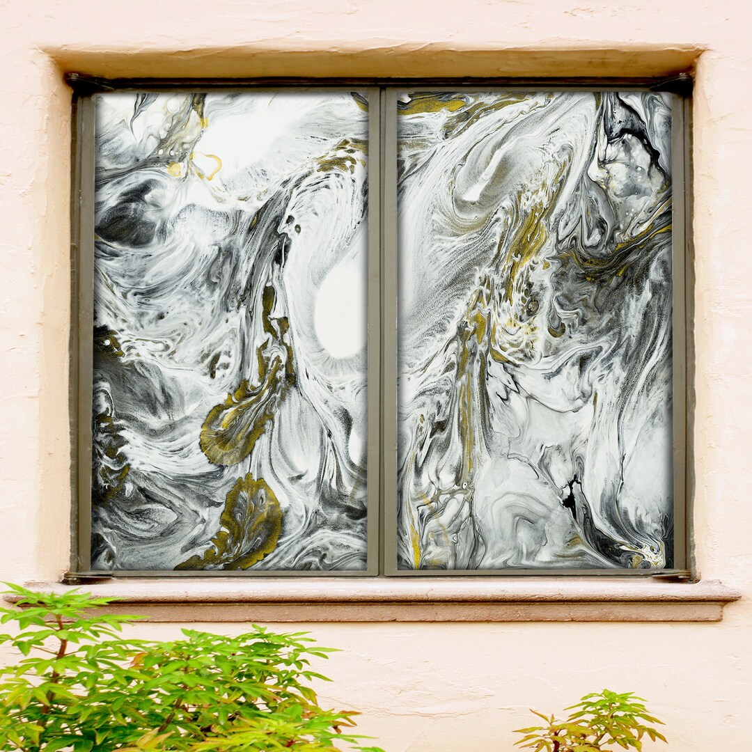 3D Grey Artistic Texture W054 Window Film Print Sticker Cling Stained ...