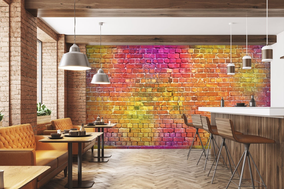 123x87312x219cm Colored Stone Brick Wall 303 | Etsy