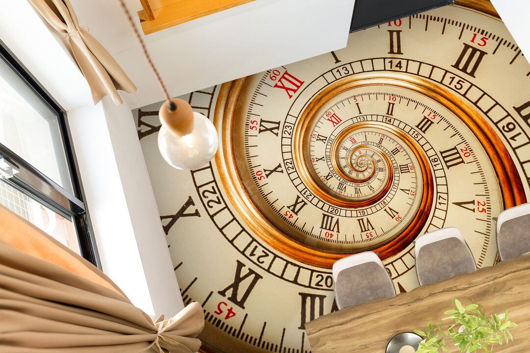 3D Time Clock 1325 Floor Wallpaper Murals Self-adhesive Removable ...