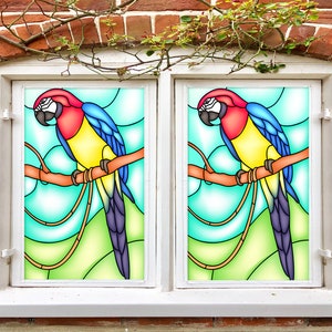 3D Clever Parrot W438 Window Film Print Sticker Cling Stained - Etsy