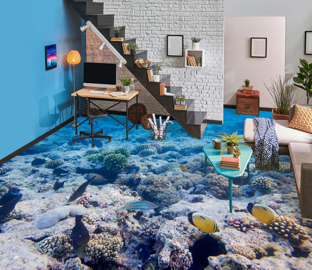 3D Ocean Fish 4872 Floor Wallpaper Murals Self-adhesive Removable ...
