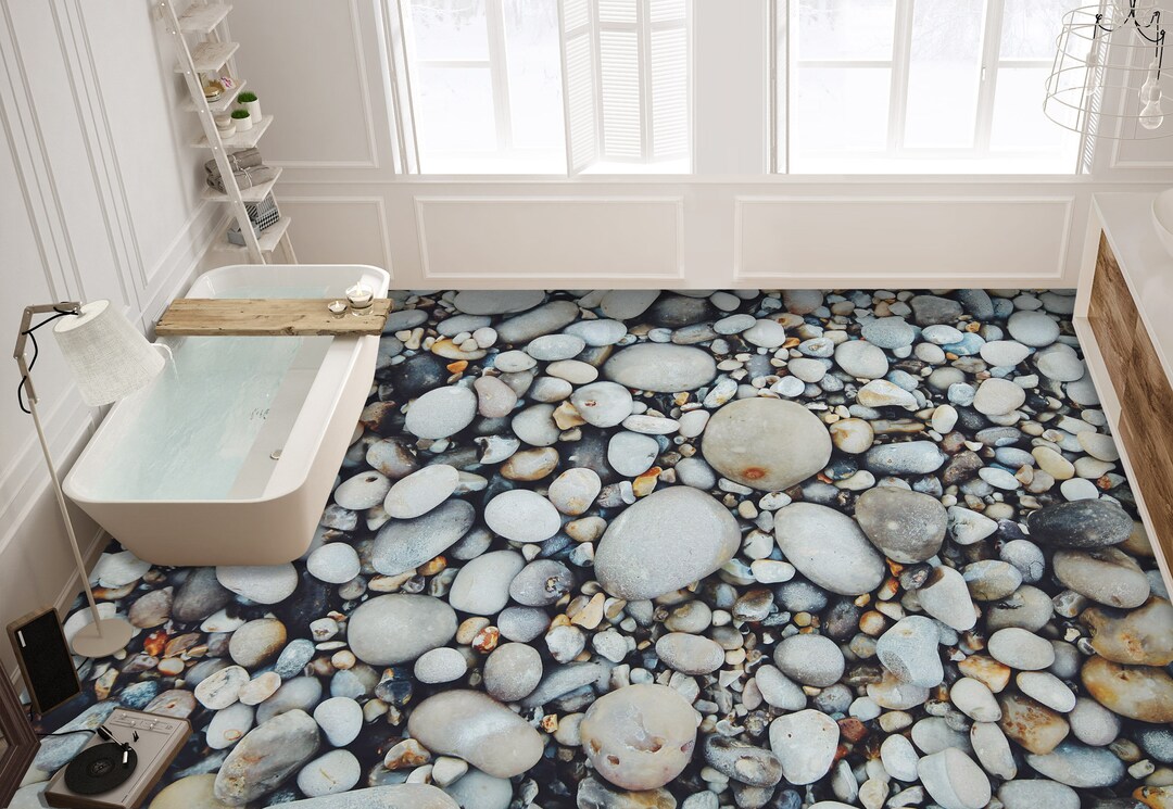 3D White Stone 2833 Floor Wallpaper Murals Self-adhesive Removable ...
