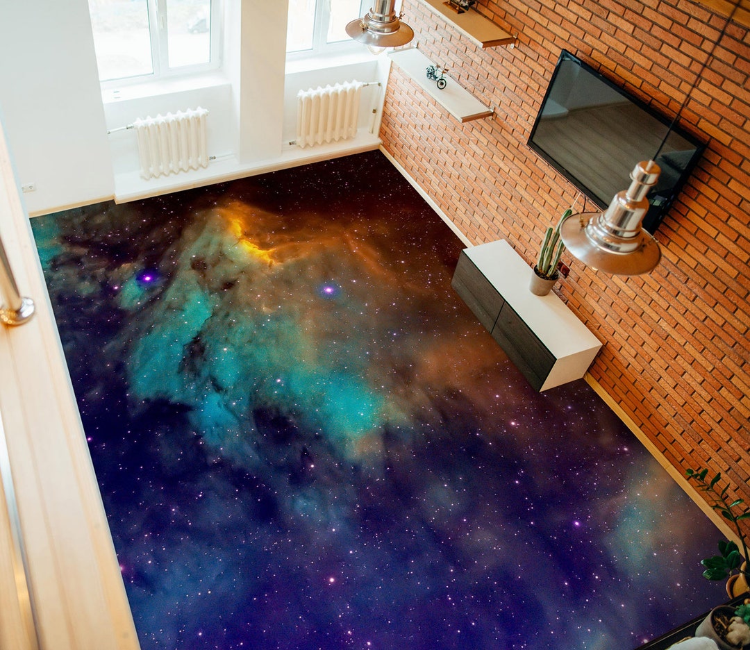 3D Tricolor Universe 8296 Floor Wallpaper Murals Self-adhesive ...