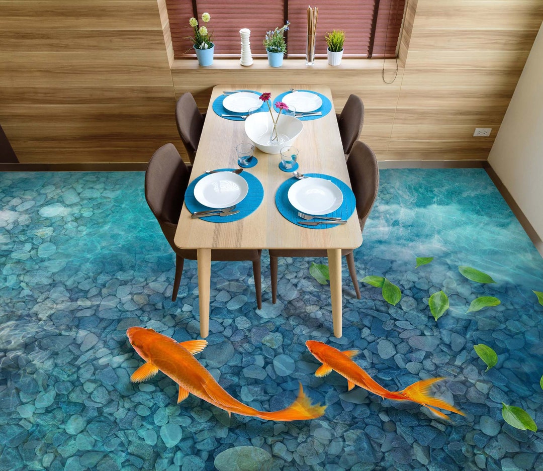 3D Pond Goldfish 1355 Floor Wallpaper Murals Self-adhesive Removable ...
