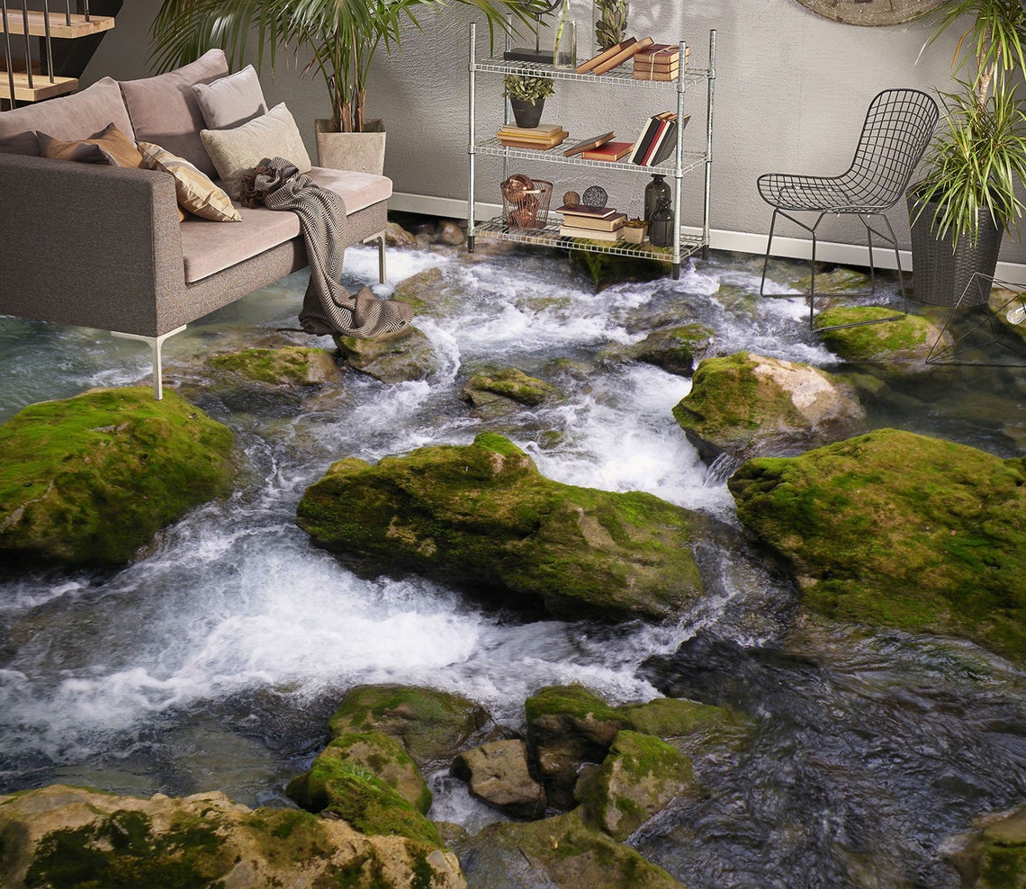 3D White Intense Water 7937 Floor Wallpaper Murals - Etsy