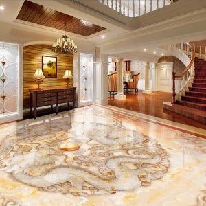 3D White Dragon 1405 Floor Wallpaper Murals Self-adhesive Removable ...