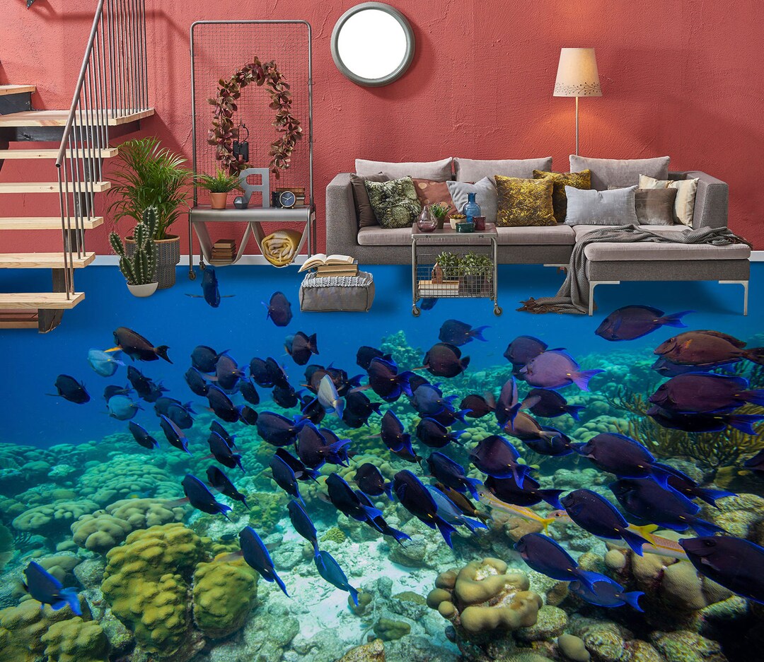 3D Ocean Fish 5882 Floor Wallpaper Murals Self-adhesive Removable ...