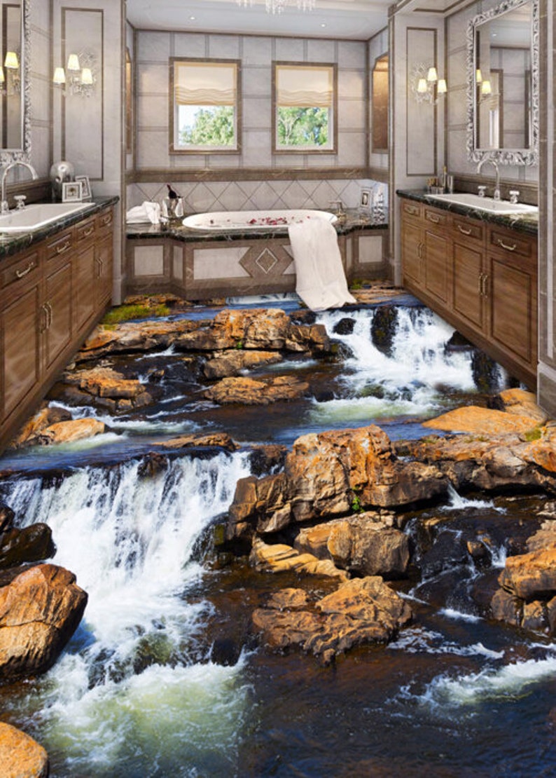 3D White Waterfall 0545 Floor Wallpaper Murals Self-adhesive - Etsy