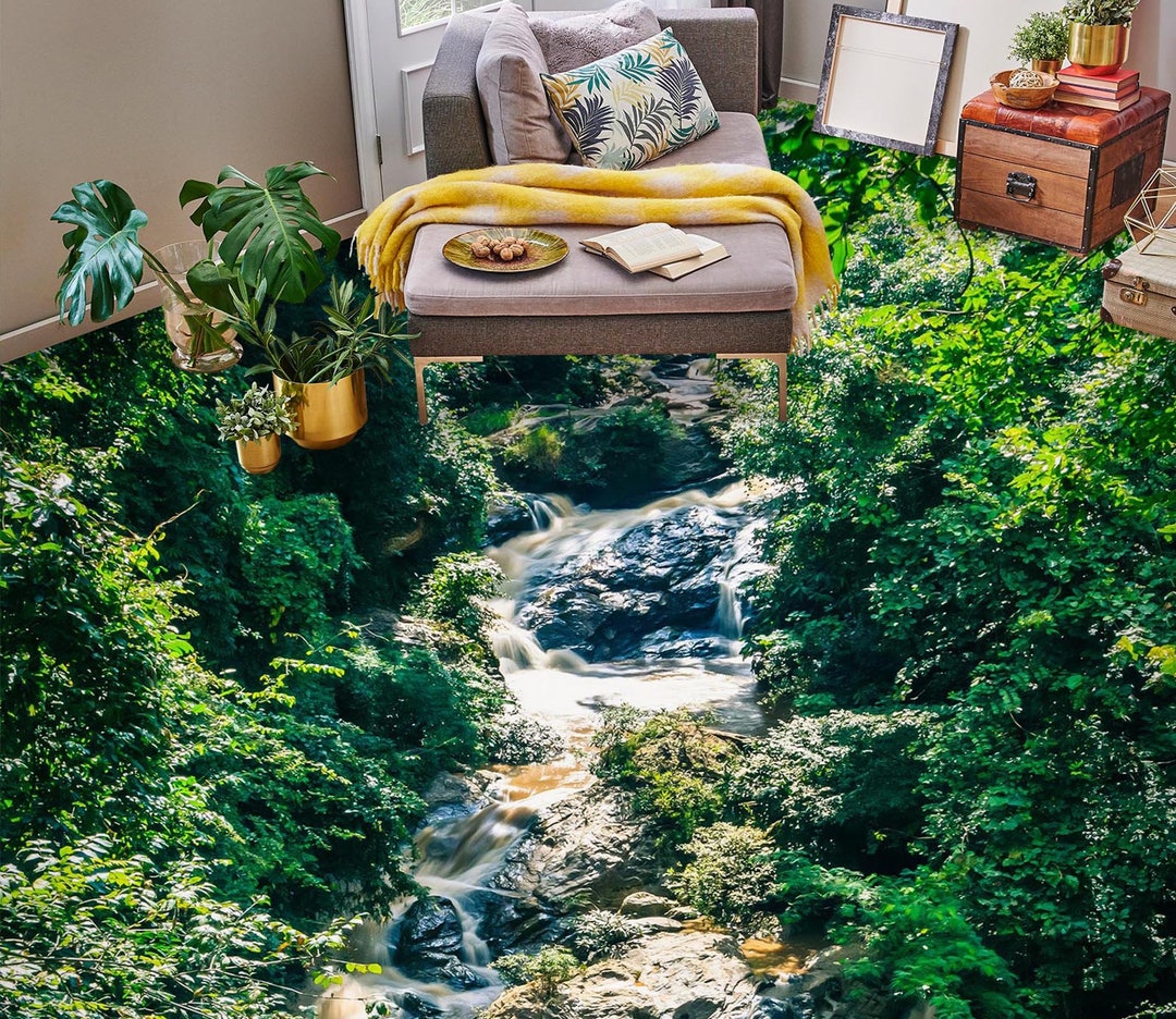 3D Trees River 5995 Floor Wallpaper Murals Self-adhesive Removable ...