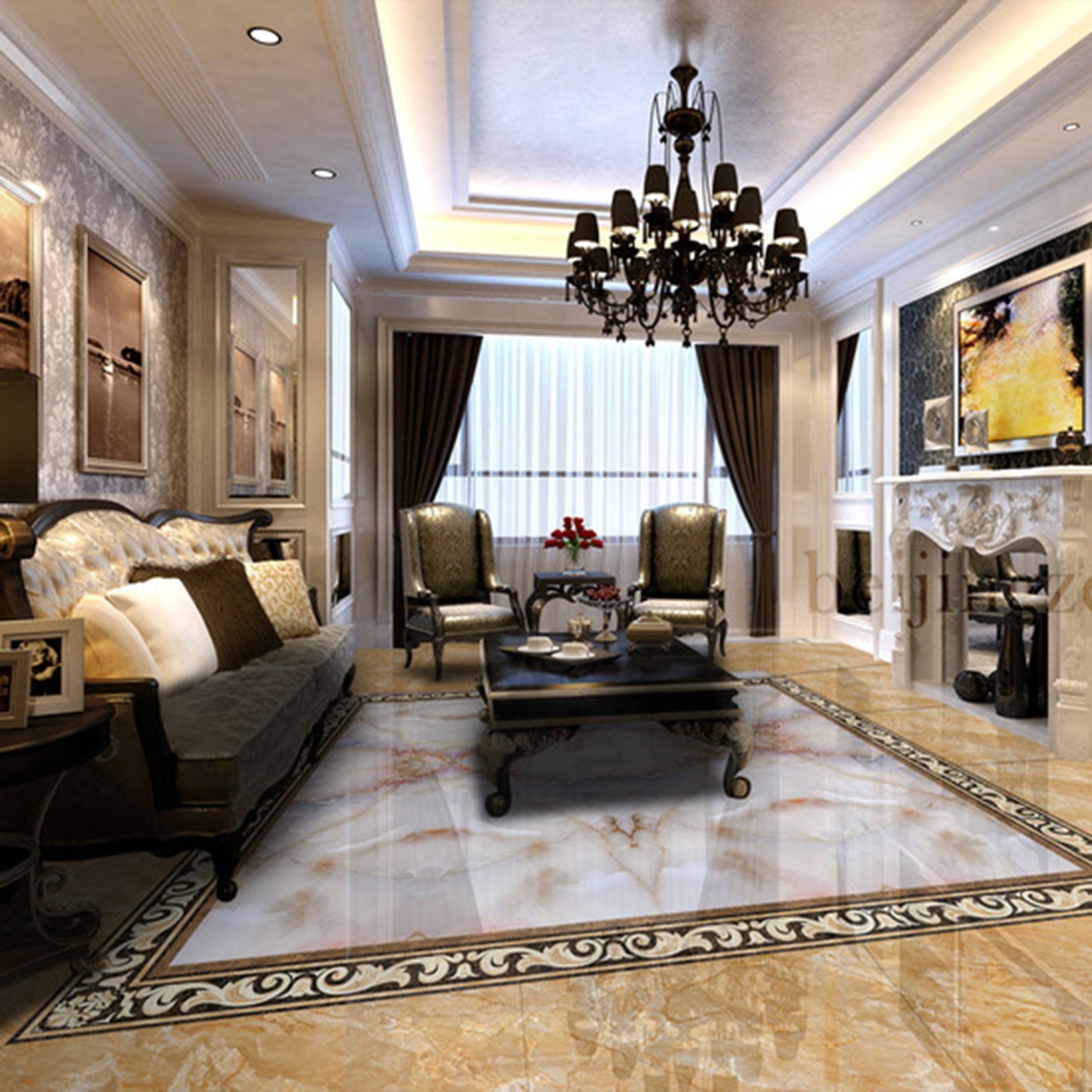 3D White Jade 1618 Floor Wallpaper Murals Self-Adhesive | Etsy