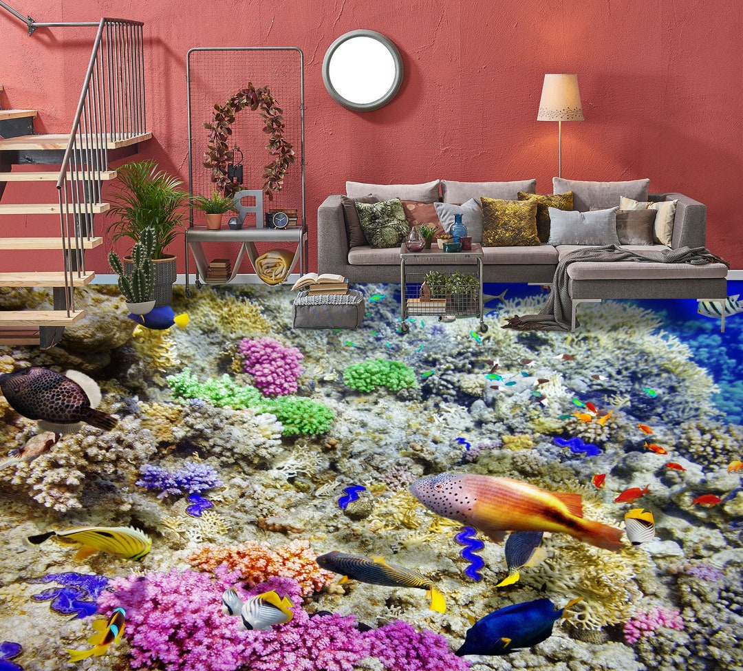 3D Coral Fish 5716 Floor Wallpaper Murals Self-adhesive Removable ...