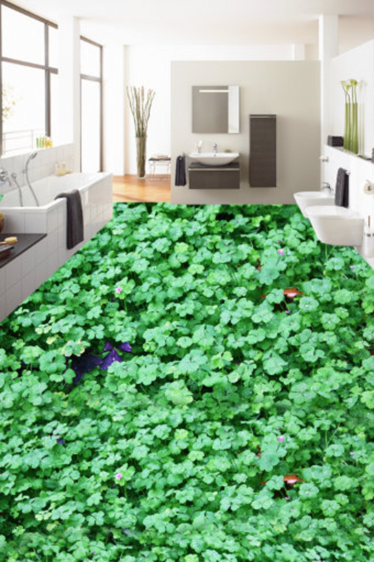 3D Dense Clover 1242 Floor Wallpaper Murals Self-adhesive Removable ...