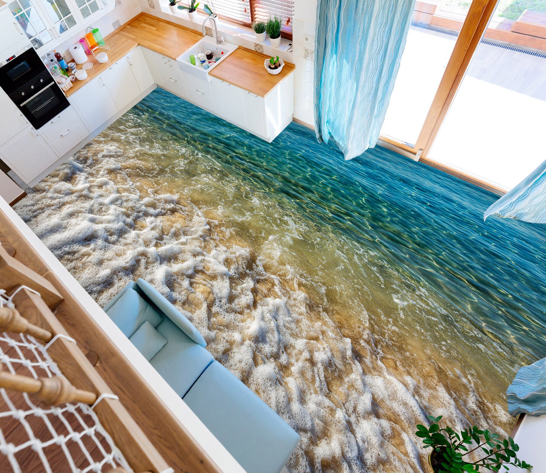 3D Happy Beach Time 2080 Floor Wallpaper Murals Self-adhesive Removable ...