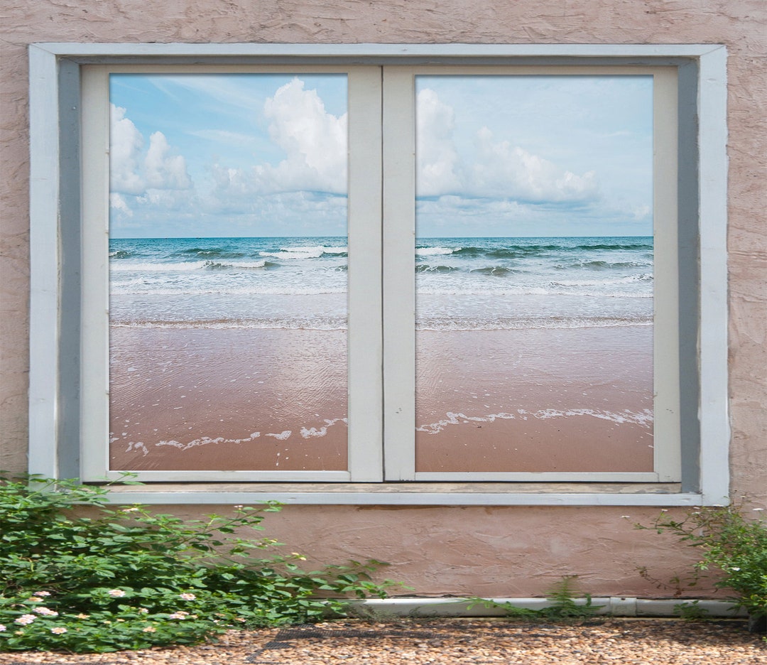 3D Winter Sea Beach W6059 Window Film Print Sticker Cling Stained Glass ...