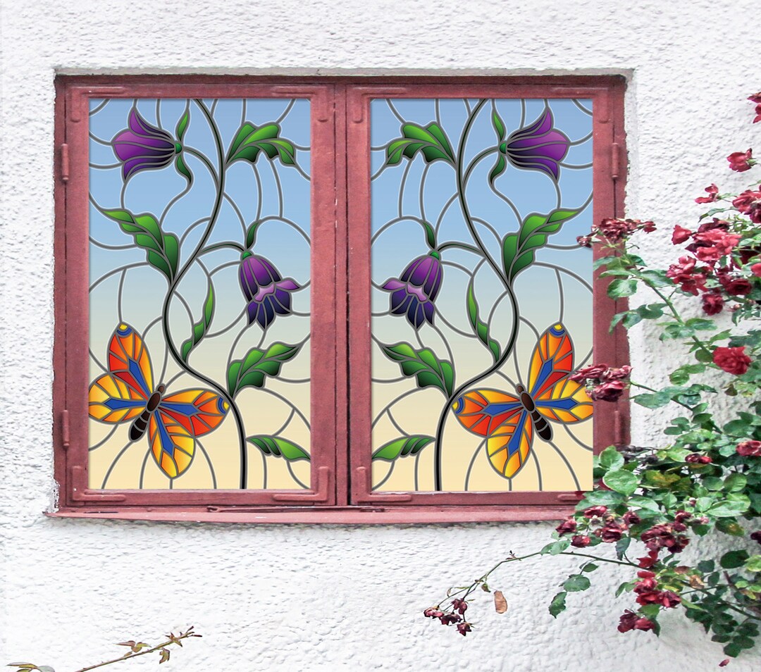 3D Charm Butterflies W806 Window Film Print Sticker Cling Stained Glass ...