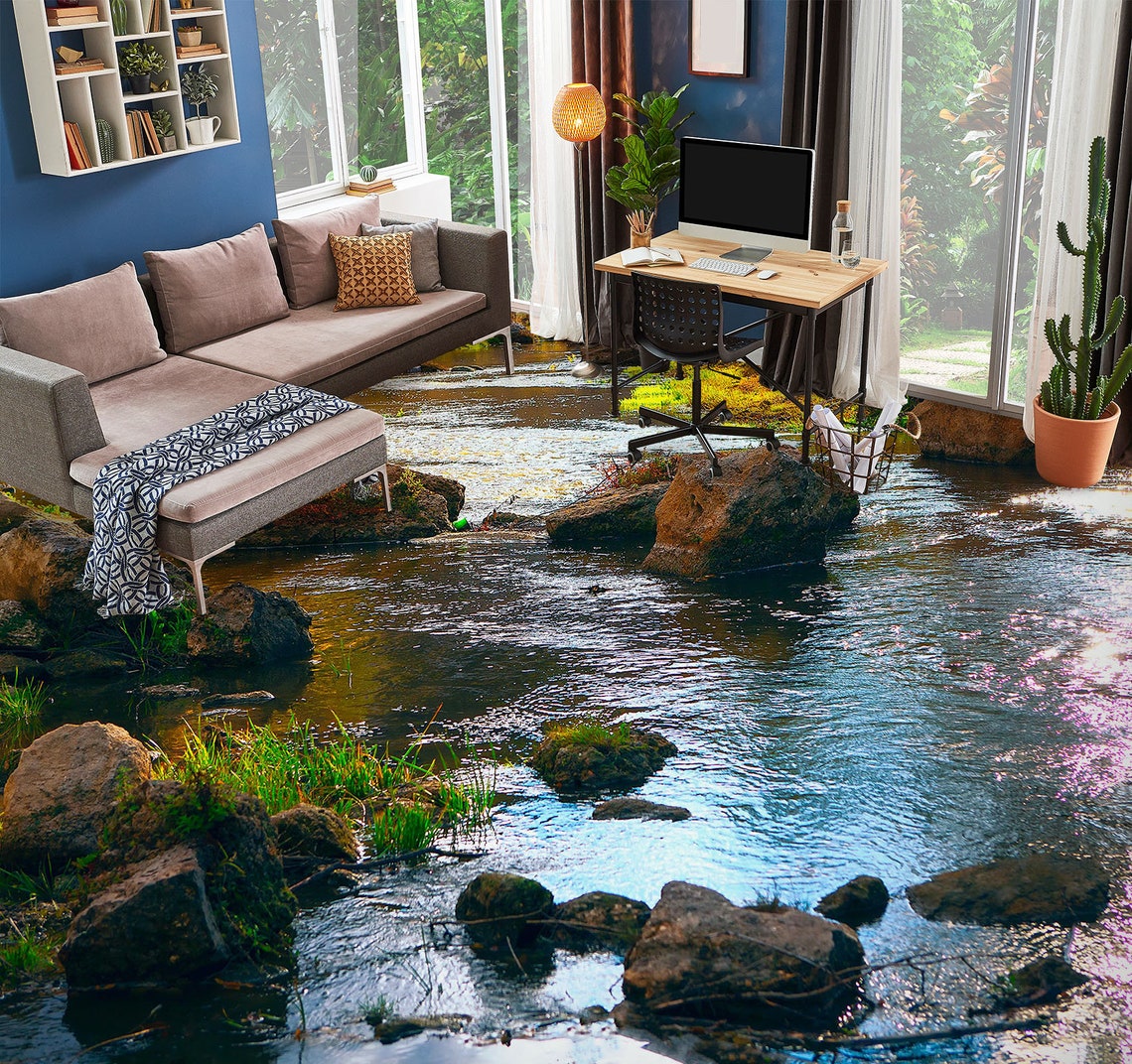 3D Tranquil Pond 8080 Floor Wallpaper Murals Self-adhesive Removable ...