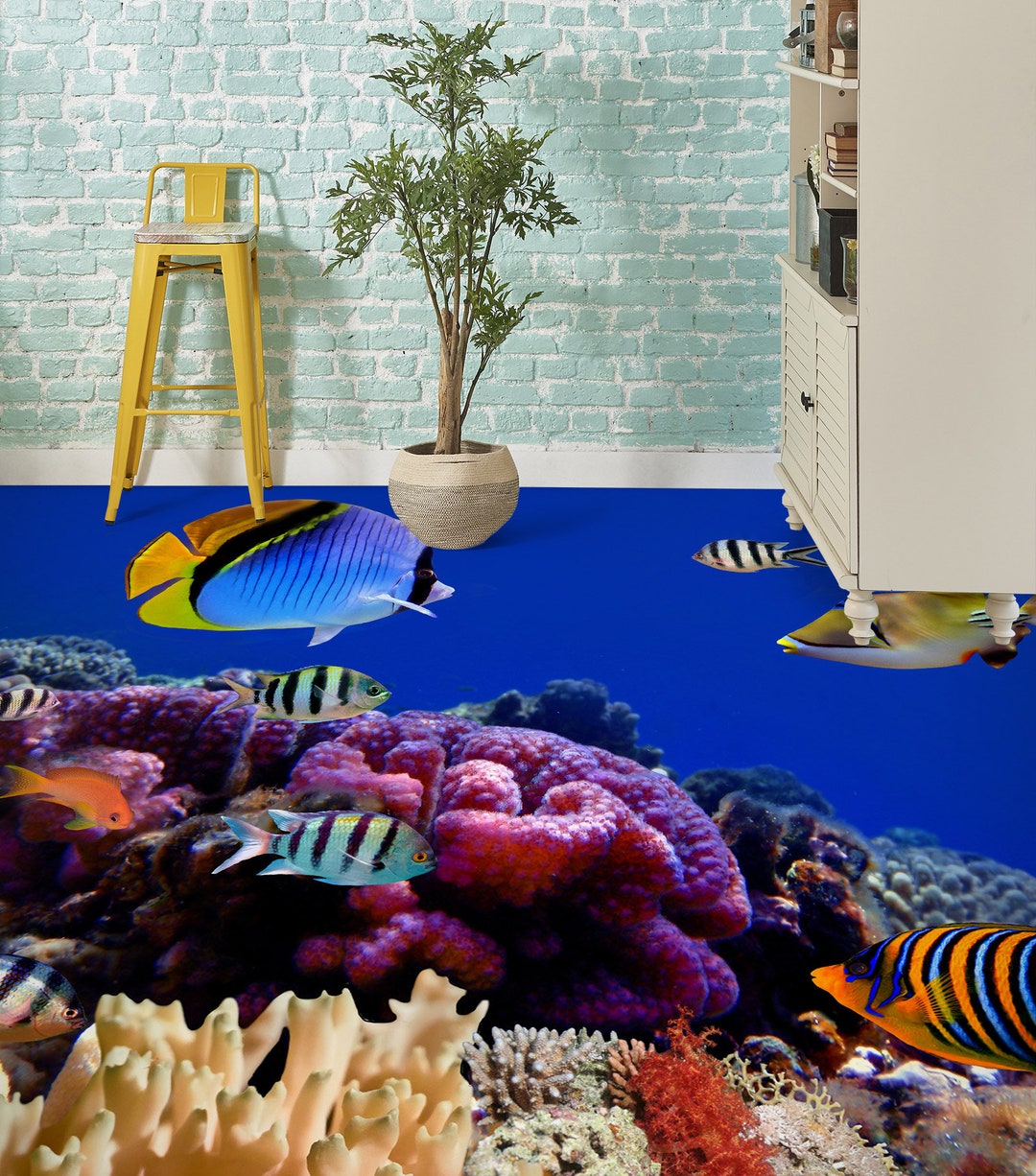 3D Color Fish 4912 Floor Wallpaper Murals Self-adhesive Removable ...