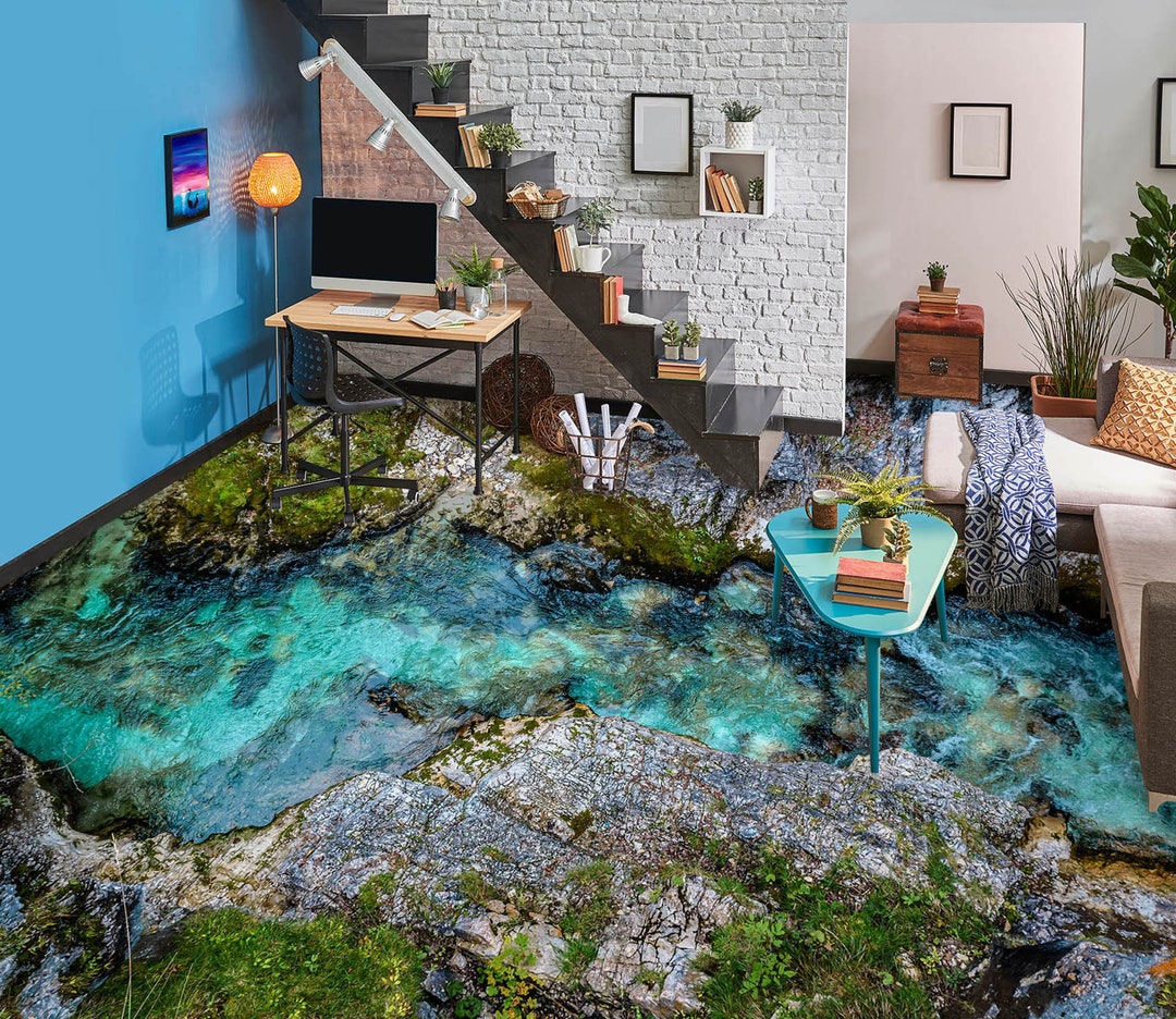 3D Strange River 7936 Floor Wallpaper Murals Self-adhesive Removable ...