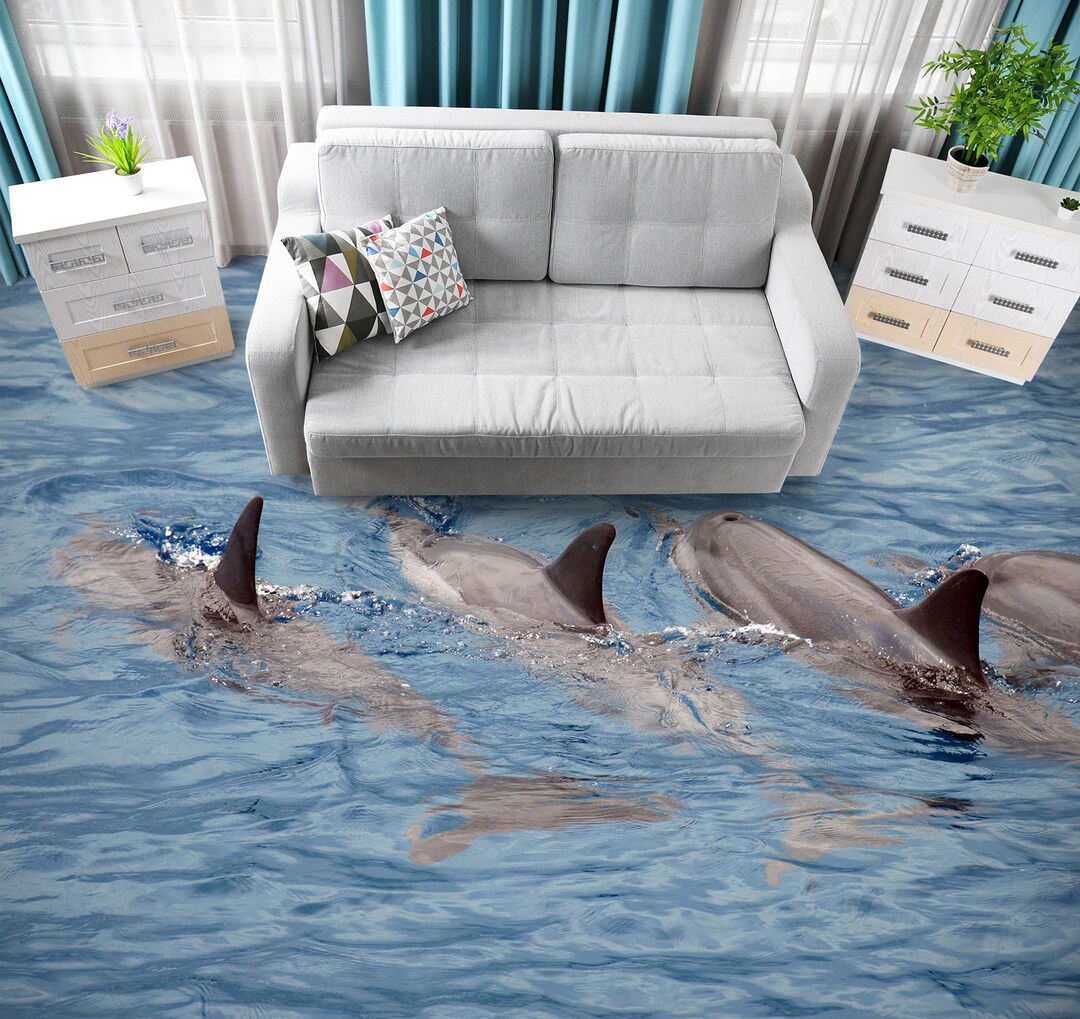 3D Sea Dolphins 3547 Floor Wallpaper Murals Self-adhesive Removable ...
