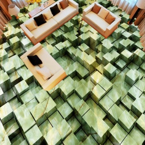 3D Green Bump Square 1657 Floor Wallpaper Murals Self-adhesive ...