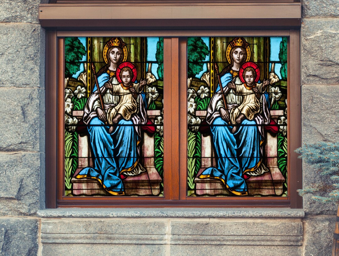 3D Queen W5530 Window Film Print Sticker Cling Stained Glass Xmas ...