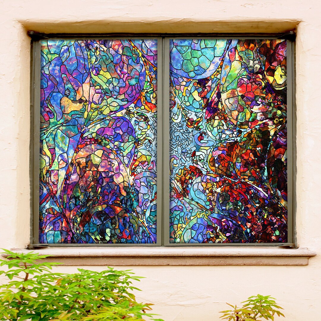 3D Beautiful Pattern W6602 Window Film Print Sticker Cling Stained ...