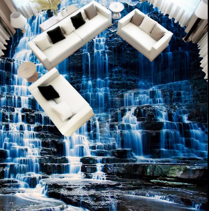 3D Blue Waterfall 0798 Floor Wallpaper Murals Self-adhesive | Etsy