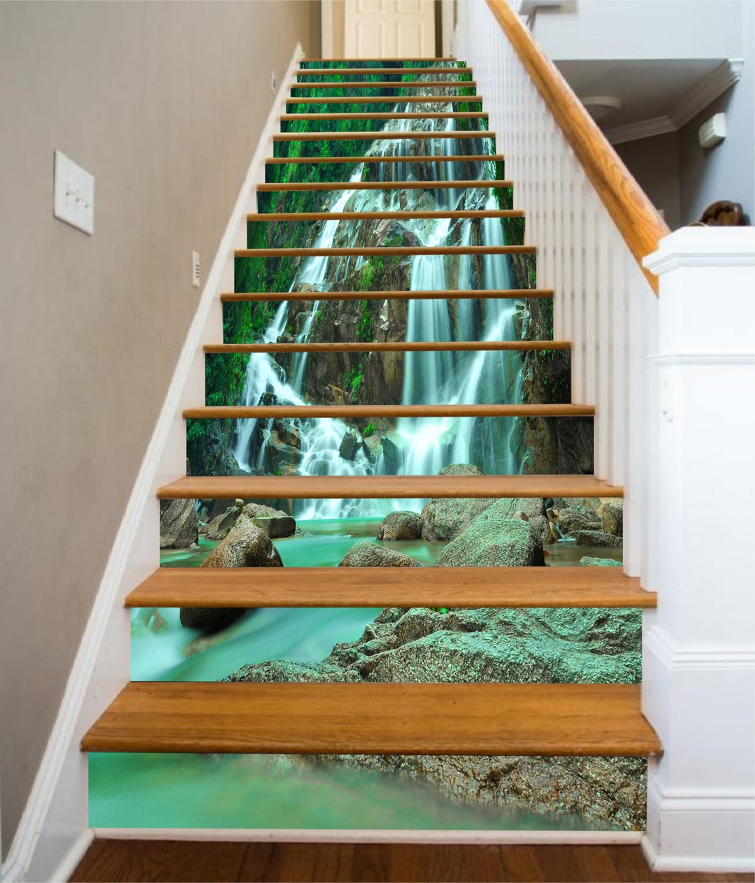 3D Waterfall Stone S1249 Pattern Tile Marble Stair Risers Decoration ...
