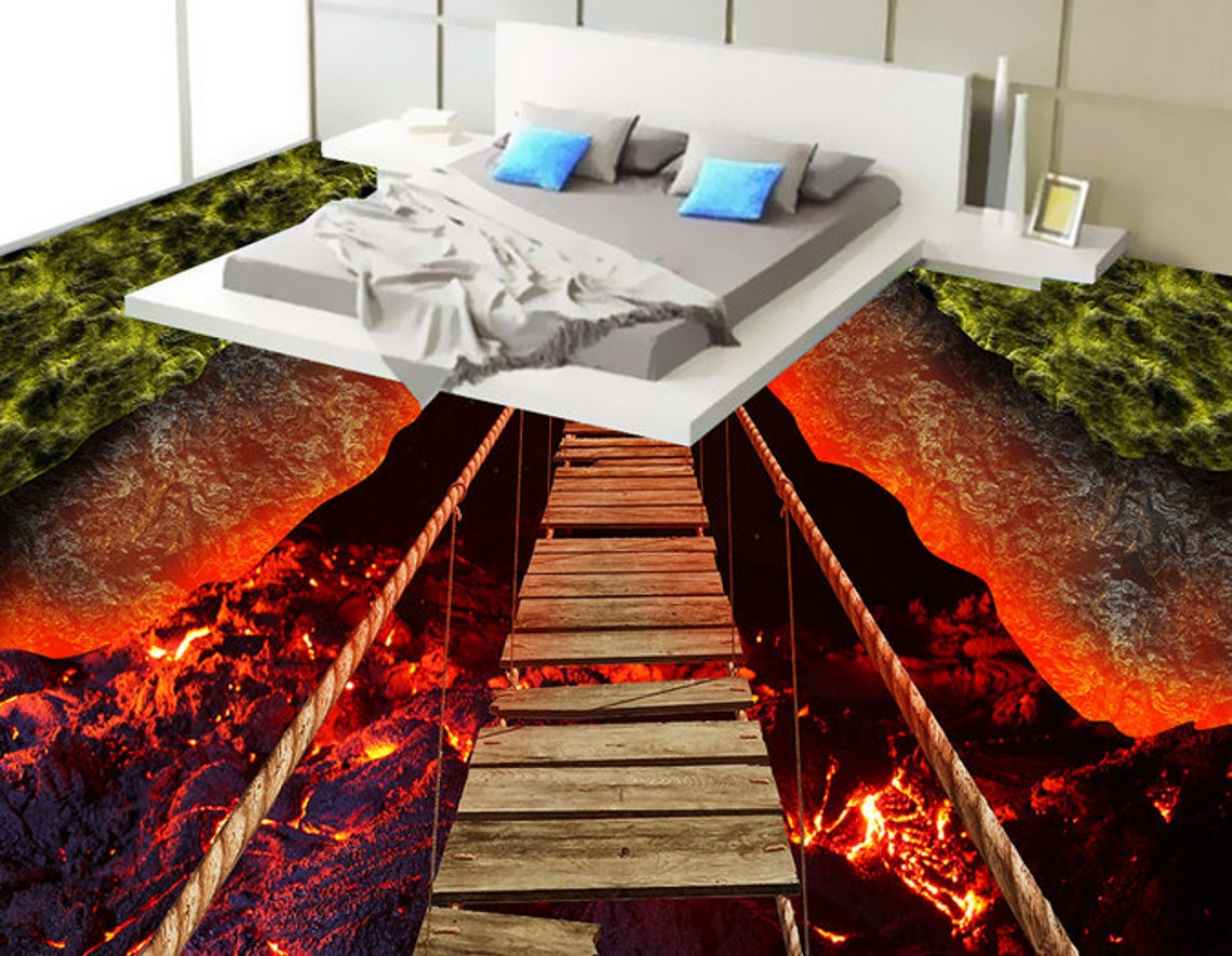 3D Magma Bridge 0827 Floor Wallpaper Murals Self-adhesive | Etsy