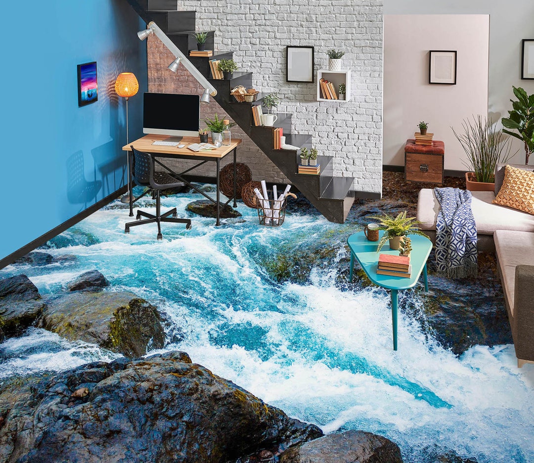 3D River Stones 5241 Floor Wallpaper Murals Self-adhesive Removable ...