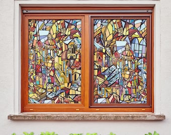 3D Broken Glass W1880 Window Film Print Sticker Cling Stained Glass ...
