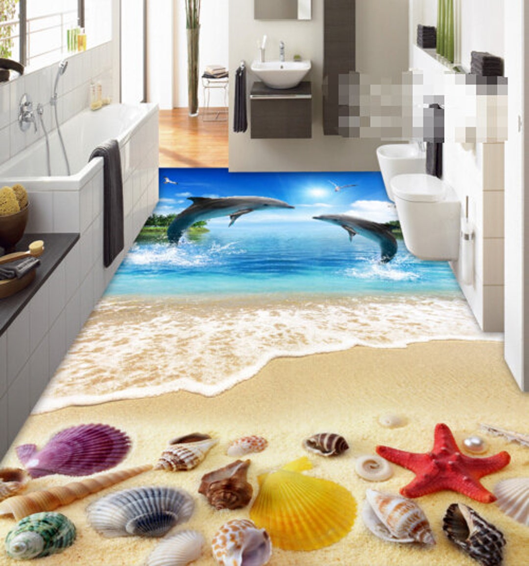 3D Dolphin Seagull 0532 Floor Wallpaper Murals Self-adhesive Removable ...