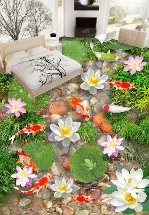 3D Goldfish Stone 1163 Floor Wallpaper Murals Self-adhesive | Etsy