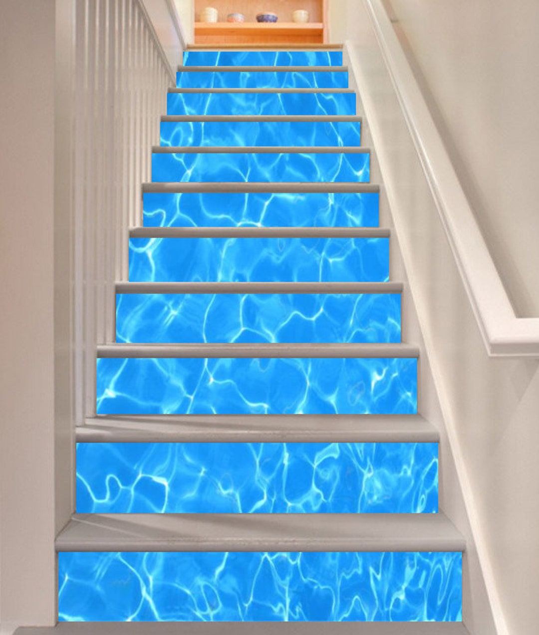 3D Blue Water Pattern S71 Pattern Tile Marble Stair Risers Decoration ...