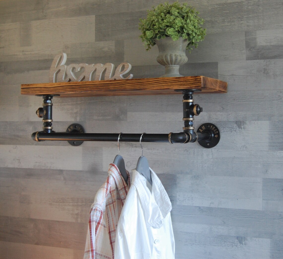 Industrial Clothes Rail With Shelf - Etsy UK