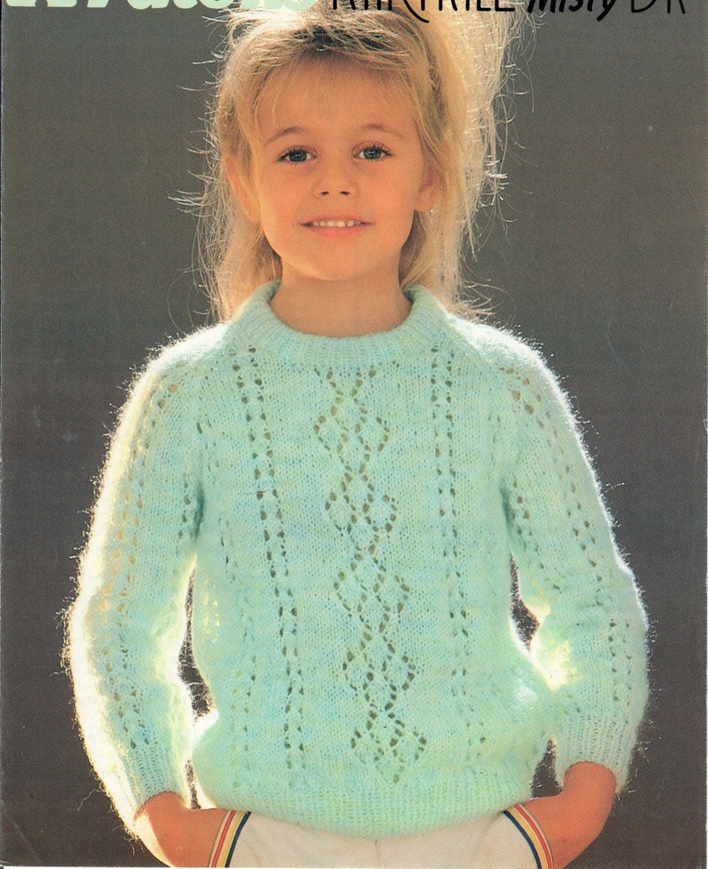 Vintage Patons 7495 Girls Lace Panel Sweater PDF Download - Etsy