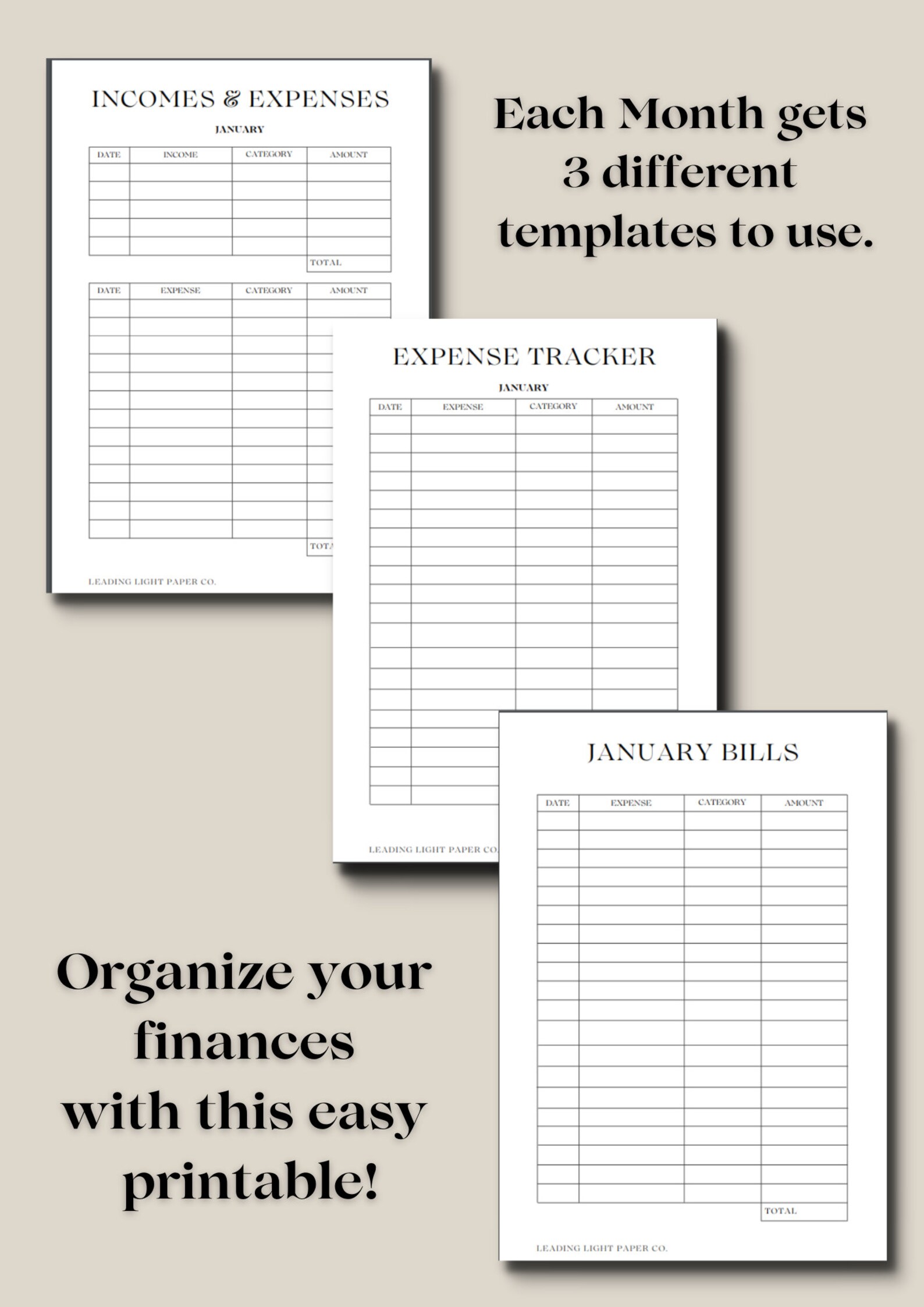 Printable Monthly Budget Planner Manage Income Expenses Downloadable ...