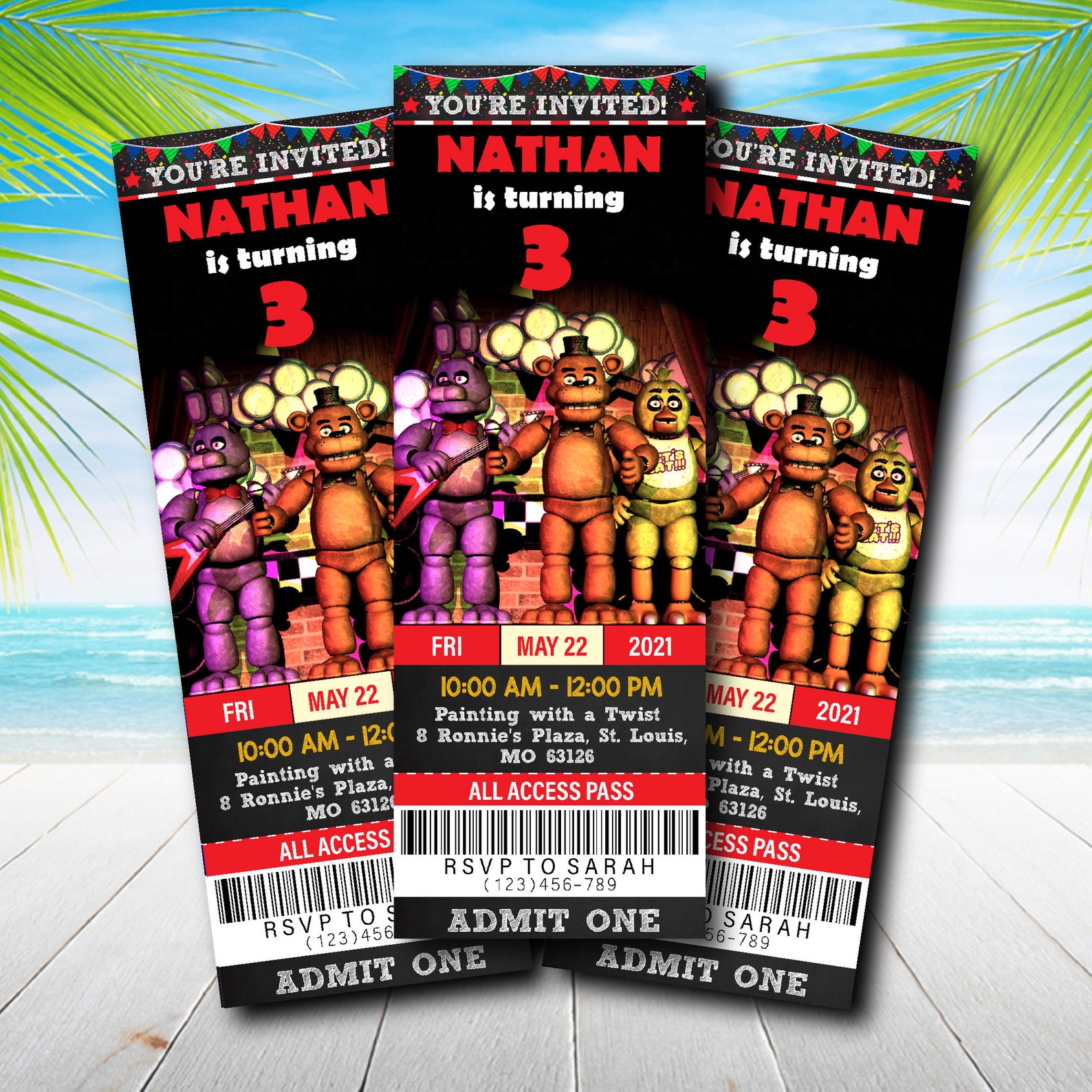 Five Nights At Freddy s Invitation FNAF Birthday Five Etsy