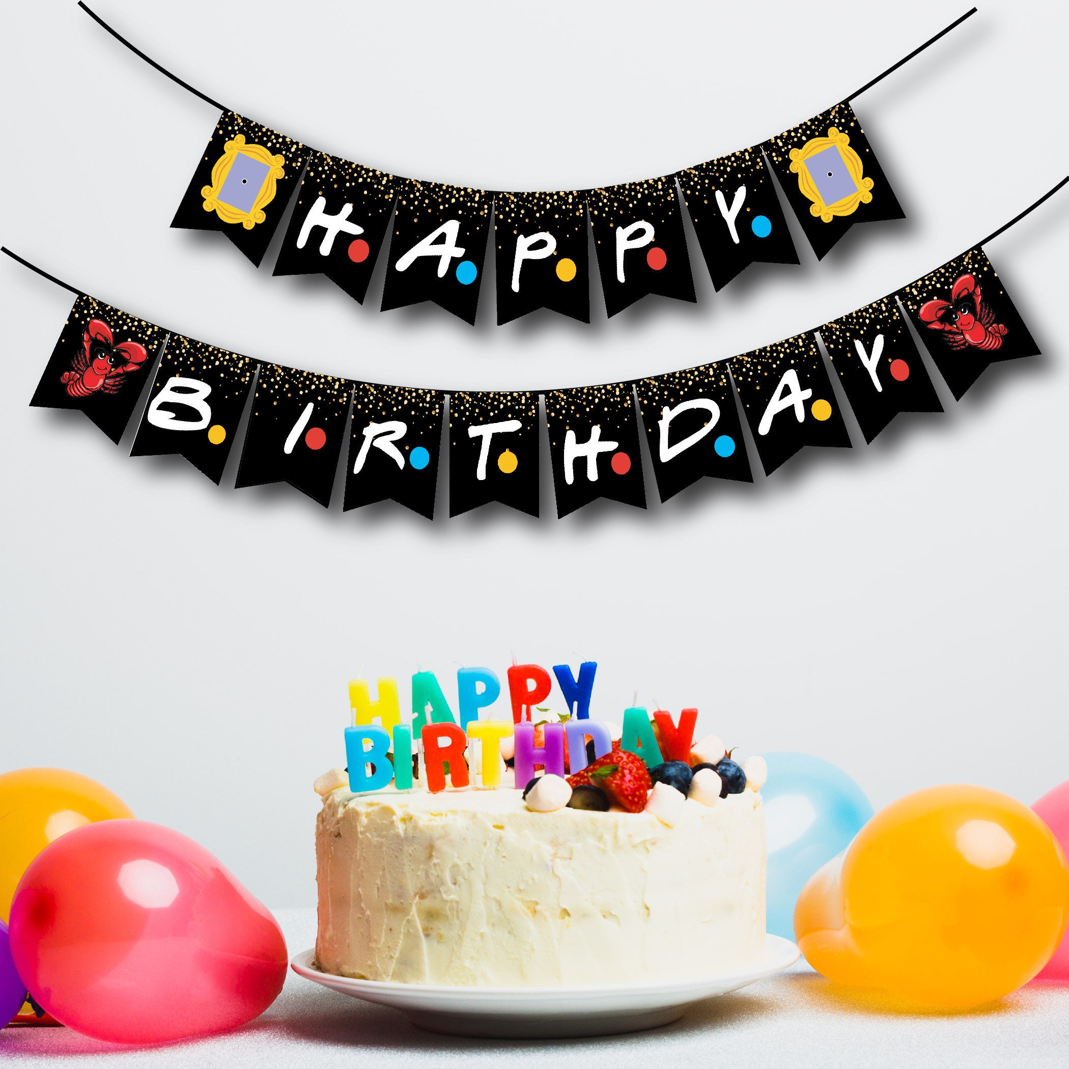 Friends theme Banner friends theme birthday banner Decor | Etsy