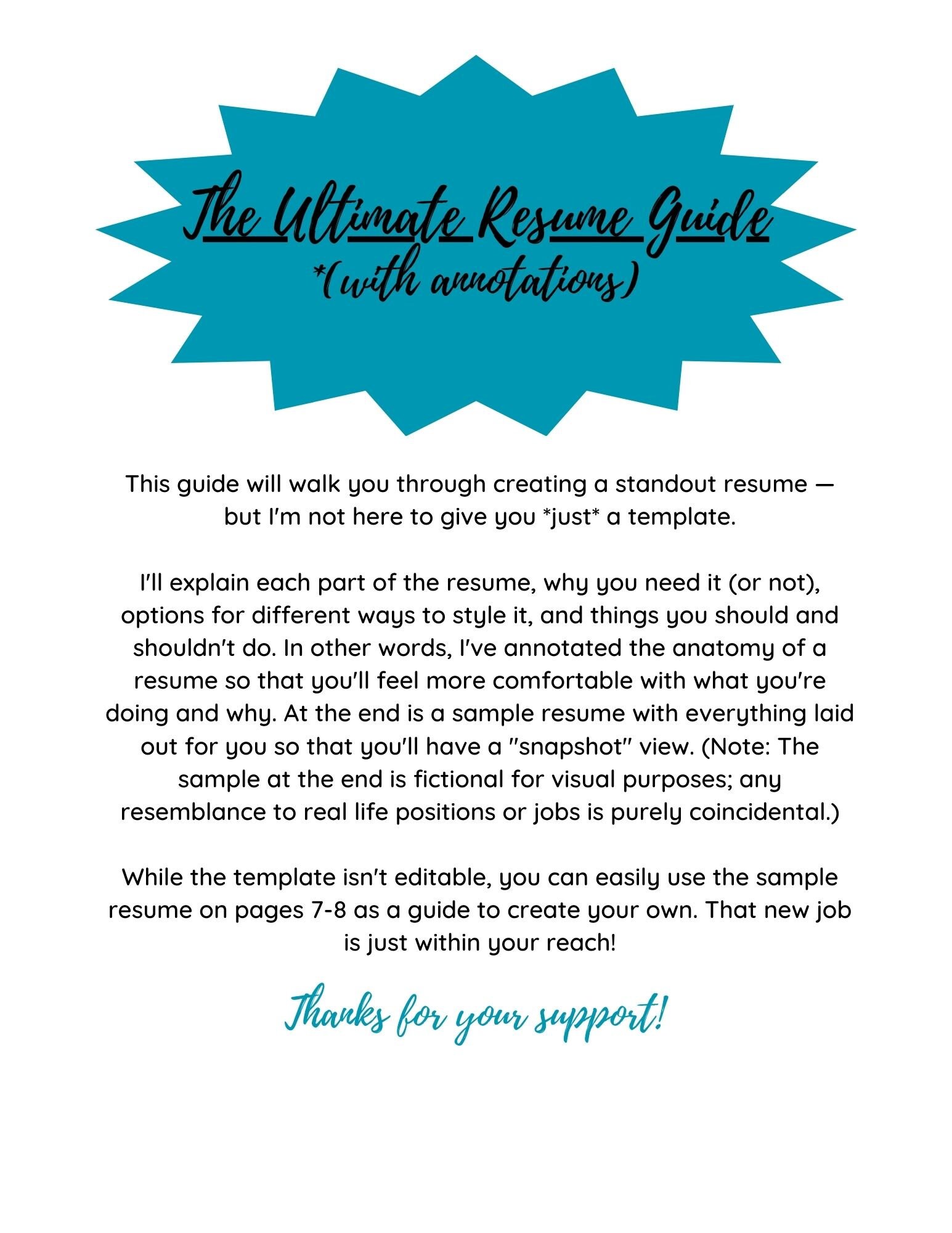 The Ultimate Resume Guide Includes 26 Annotations | Explanations ...