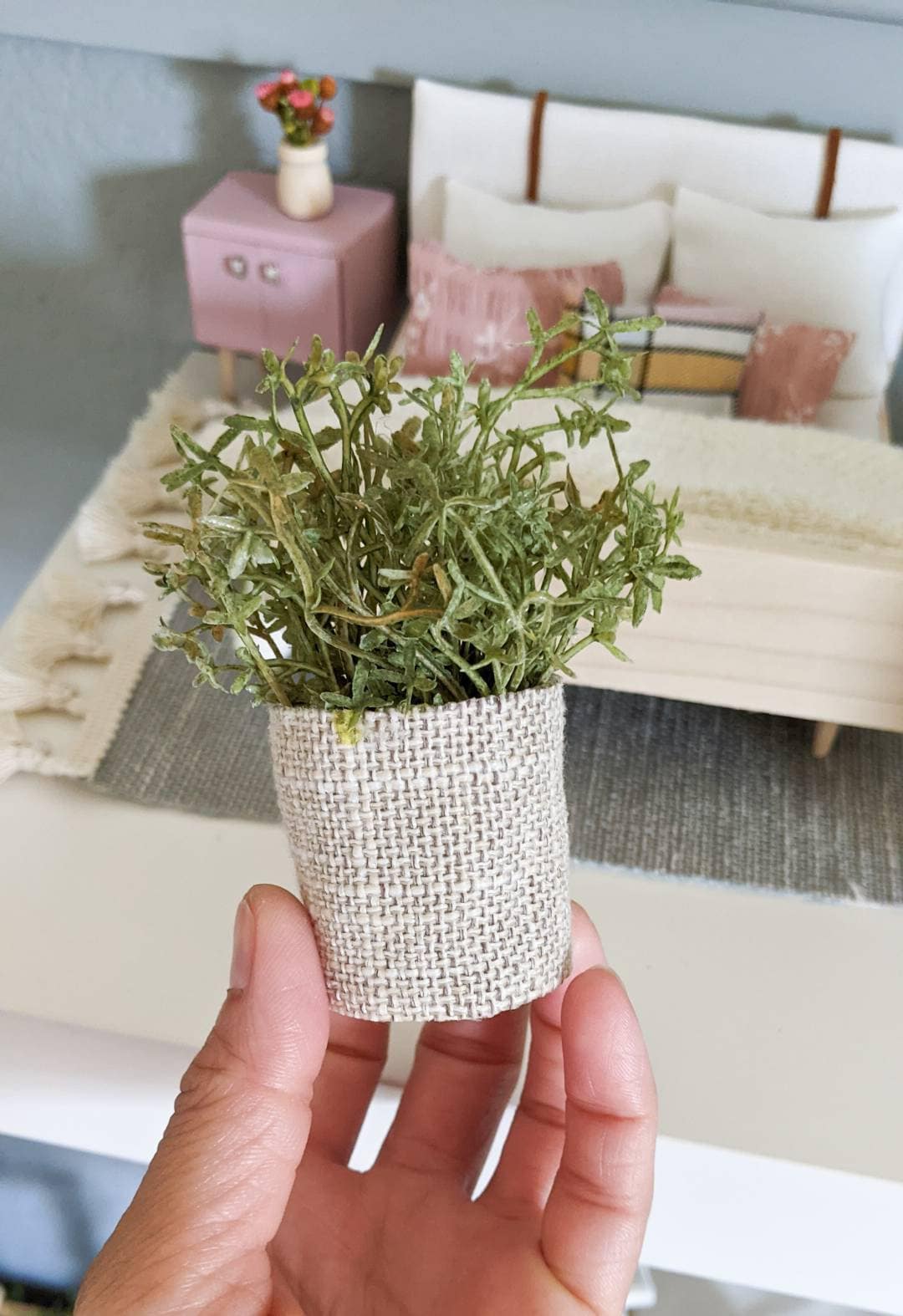 Miniature Plant in Basket. Dollhouse Plant-miniature Plants and Pots in ...