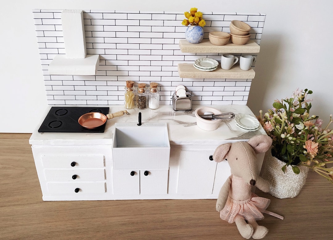 Dollhouse Kitchen - Miniature Kitchen 1:12 Scale-white- Miniature ...