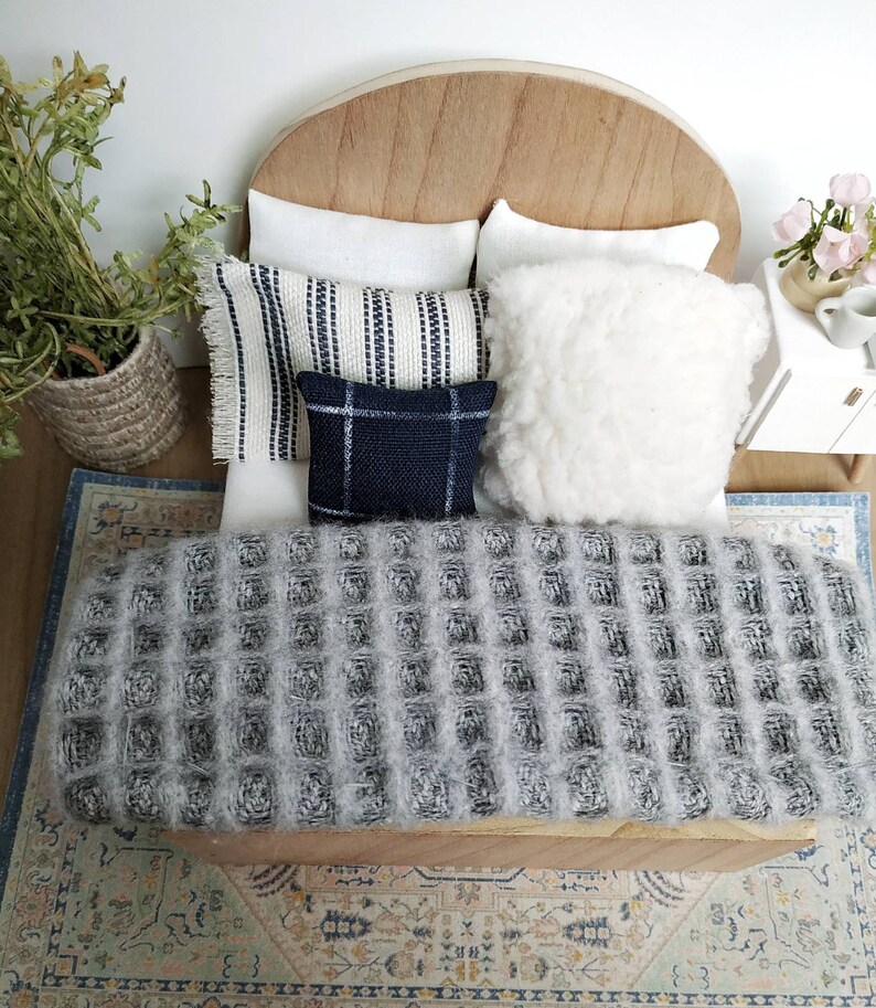 Miniature Bed Modern Dollhouse Bed With Miniature Bedding. | Etsy