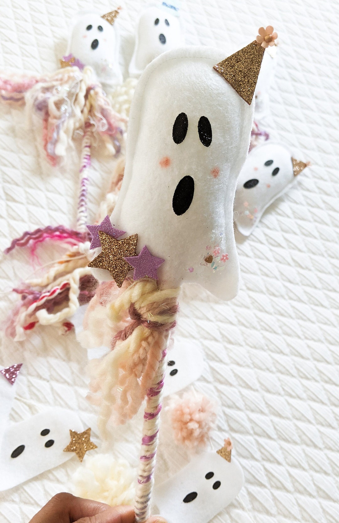 BOO Basket Wand, Halloween Wand, Felt Ghost Wand, Bat Wand, Witch Wand ...
