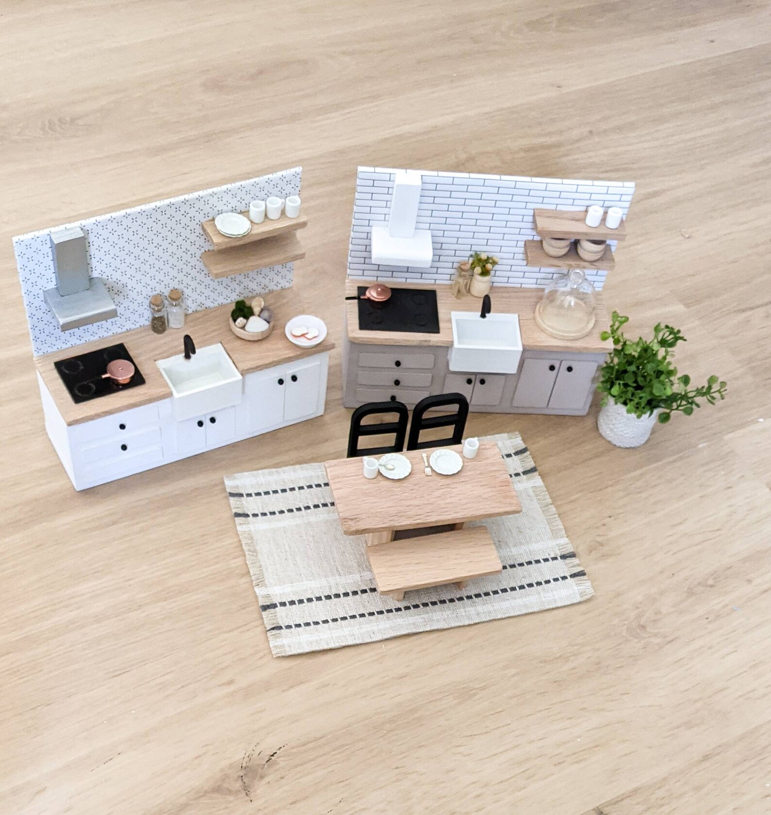 Miniature Kitchen With Wood Countertop 1:12 Scale Dollhouse - Etsy