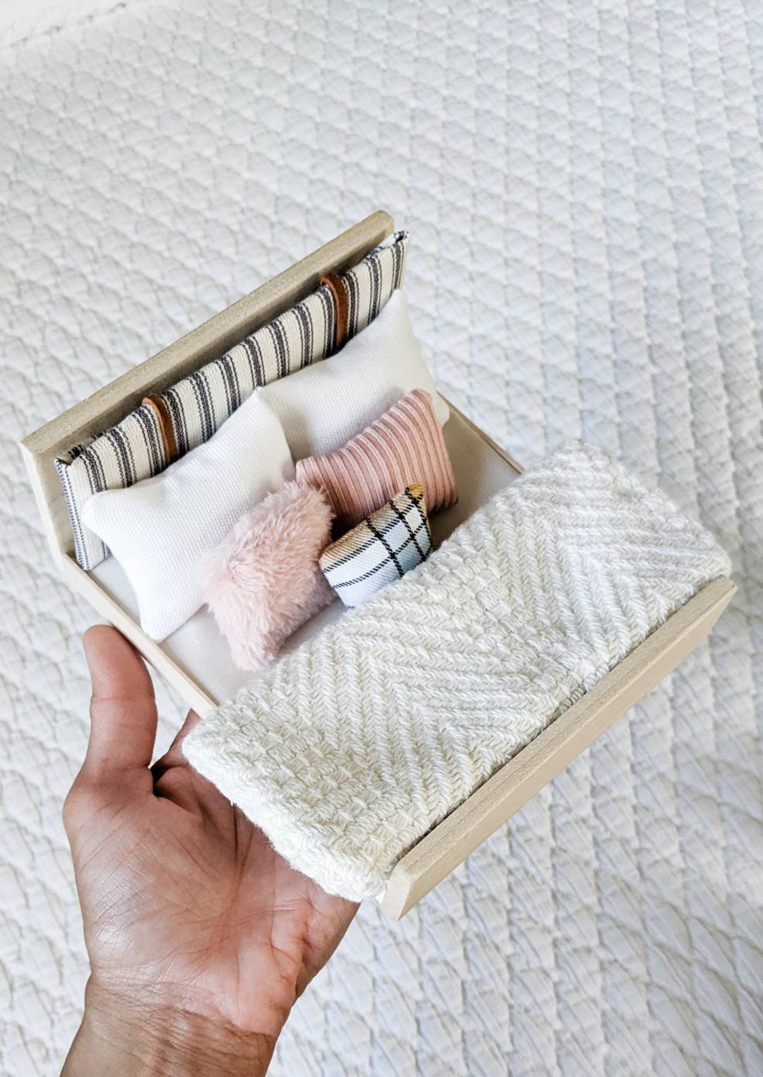 Miniature Farmhouse Bed for Dollhouses 1:12 Scale, Modern Miniature ...